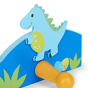 Kids Dinosaur Themed Coat Hook Wall Hooks for Boys Nursery or Bedroom