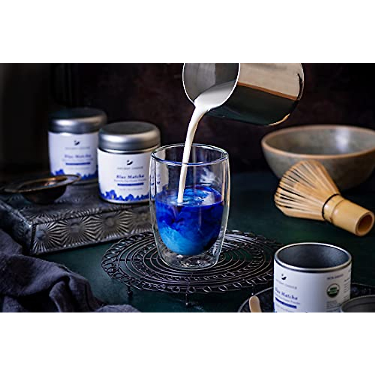Ancient Choice - Blue Matcha (50 grams) | USDA Organic | Butterfly Pea Flower Powder Tea | Medium Grind | Sun-dried in Thailand | Non-GMO | No Plastic | Non-Plastic Packaging | Gourmet Superfood