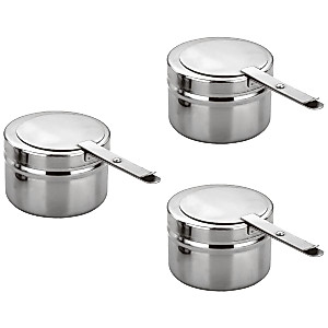 DOITOOL 3Pack Stainless Steel Fuel Holders, Round Chafing Fuel Holders with Cover, Fuel Holder for Chafing Dish, and Buffet, Barbecue, Party Supplies