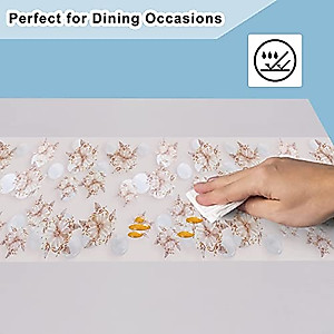 FYY Wipeable Plastic Tablecloth - 55 x 70 Inch Heavy Duty Waterproof PVC Rectangle Tablecloth, Oil Spill Proof, Heat-Resistant, Polyester Backing Plastic Table Cover for Dining, Camping, Picnic, Party