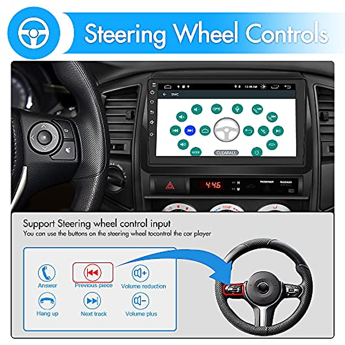 Car Radio for Toyota Tacoma 2005-2015 Built-in carplay Android Anto,9 inch Android 12 Car Stereo Head Unit 2G RAM 32GROM with DSP WiFi GPS Navigation Bluetooth Steering Wheel Control