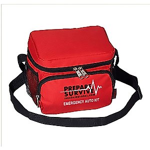 Emergency Auto Kit, 50 Year Shelf Life - Blue Can Water, Blanket, Poncho and Lightstick for Auto, Boat or RV
