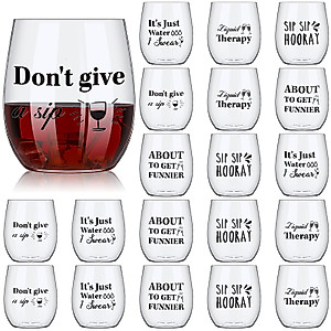 Zhehao 20 Pcs Funny Stemless Wine Glasses 12oz Disposable Party Funny Cups Clear Acrylic Shatterproof Wine Cups Sip Hooray Printed Glasses for Indoor Outdoor Party Beach Wedding Whiskey Cocktail