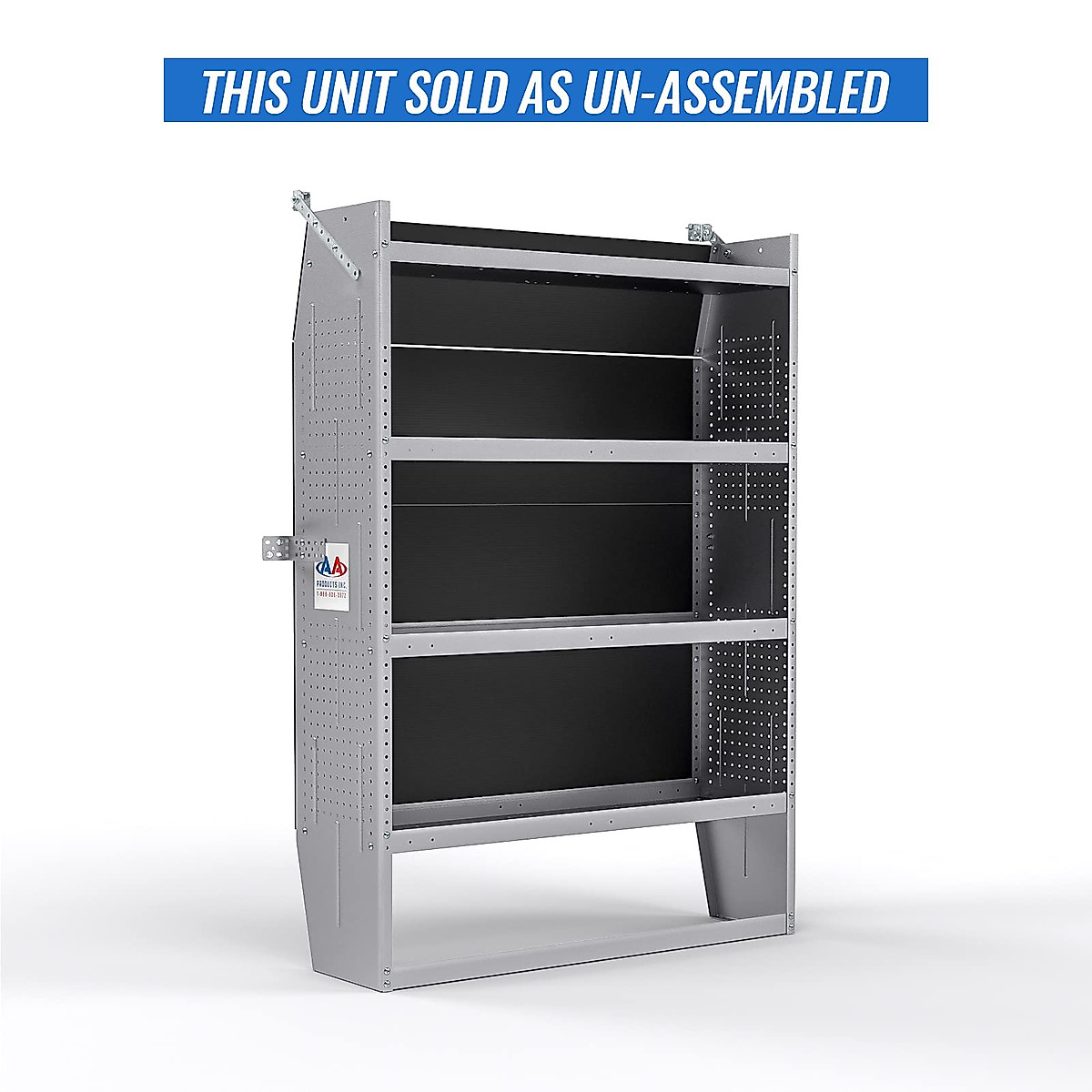 AA Products SH-6004 Steel Mid/High Roof Van Shelving Storage System Fits Transit, NV, Promaster and Sprinter, Van Shelving Units, 42''W x 60''H x 13''D