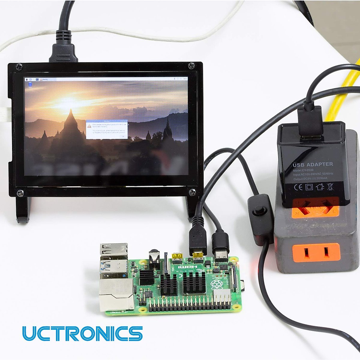 UCTRONICS for Raspberry Pi 4 Power Supply with Switch, 5V 3A USB Type C Charger Adapter with 3.3ft ON/Off Switch Cable, Black