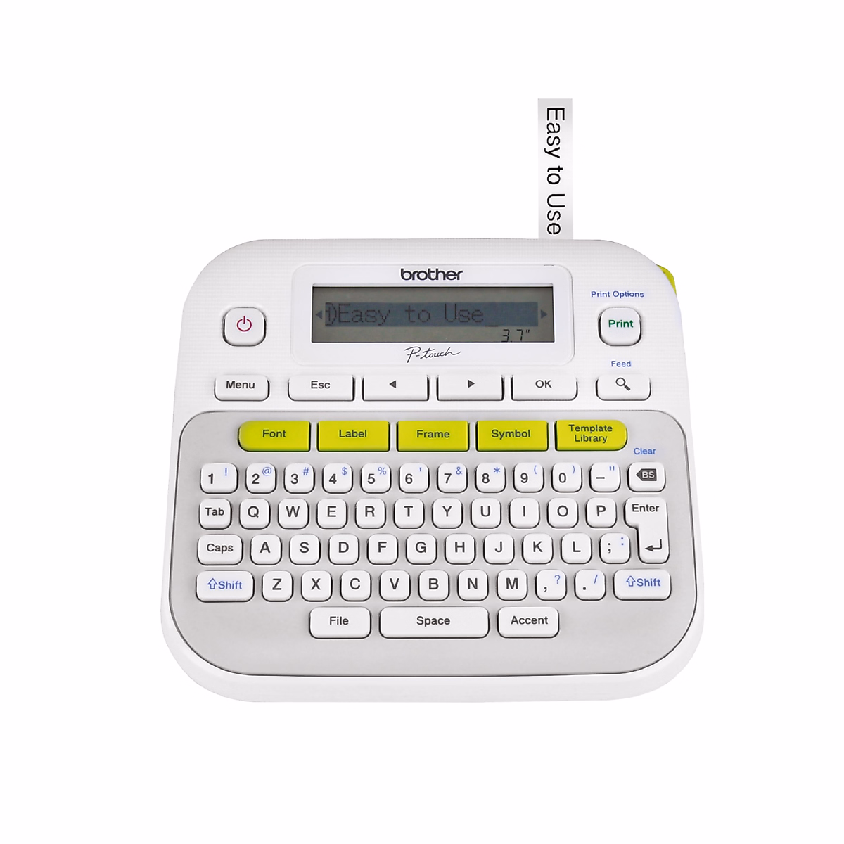 Brother P-touch, PTD210, Easy-to-Use Label Maker, One-Touch Keys, Multiple Font Styles, 27 User-Friendly Templates, White