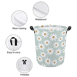 Clothes Basket Laundry Hamper with Handles Daisy Print Storage Organizer Perfect for Kids Boys Girls Toys Room, Bedroom, Nursery,Home,Gift Basket
