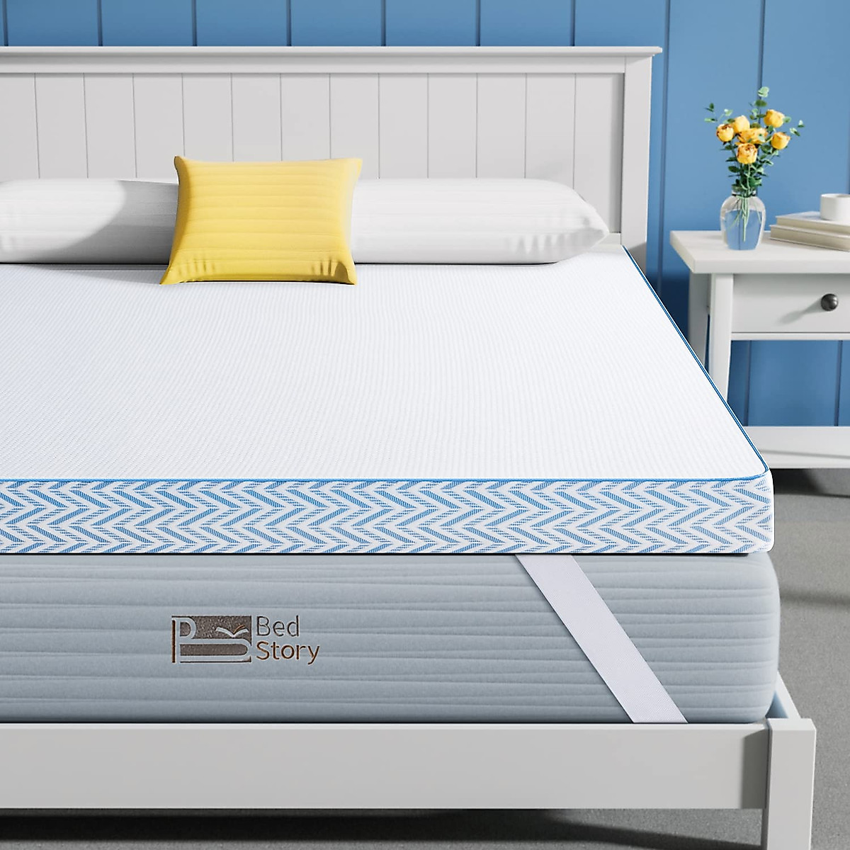 BedStory Firm Mattress Topper Queen XL, 2 Inch Foam Bed Topper High Density