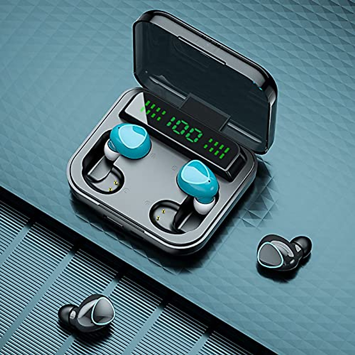 OCUhome True Wireless Earbuds, Bluetooth Headphones, 4Pcs M22 Earphone Bluetooth 5.1 Noise Reduction Mini Wireless Earpieces for Phone Black