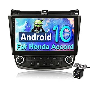 CAMECHO Android 10.0 Car Stereo for Honda Accord 7th 2003 2004 2005 2006 2007, 10 Inch IPS Touch Screen Double Din GPS Car Stereo Bluetooth WiFi Mirror Link(iOS/Android)+Backup Camera