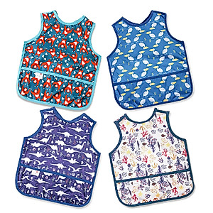Joyo roy Baby Bib Baby Boy Bibs Waterproof Bibs Toddler Smock Baberos para Bebe Niño Plastic Bibs for Babies Bibs with Food Catcher Baby Bibs for Eating Bibs For Toddlers baberos para bebe niño