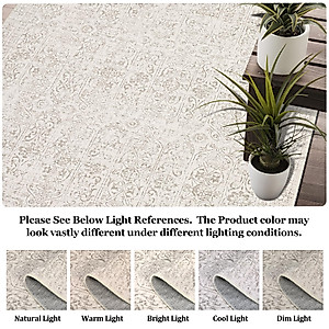 COZYLOOM Living Room Rug 5x7 Area Rug Washable Area Rug for Bedroom Vintage Traditional Large Area Rug Non Slip Throw Rugs Soft Low Pile Stain Resistant Carpet for Dining Room 5'x7' Cream/Beige