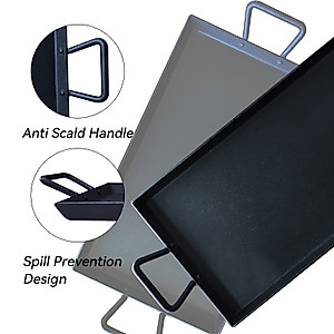 Keleday Cast Iron Griddle Pan Grill for Stove Tops Gas Grills Non-Stick Griddle with 2 Handles Flat Top Plate Pre-Seasoned Grill Pan for Indoor and Outdoor Use Camping 17.68 * 10 Inches
