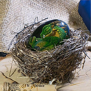 Qistubay Lava Dragon Egg, Dream Crystal Transparent Dragon Egg Sculpture, Resin Dragon Egg Desktop Ornaments for Garden Home Decor（Green,with Base）