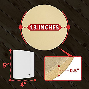 LifeSmart Pizza Stone and Scraper 13 inches Ideal for Crispy Crusts Heat Safe for Use on Grills and in Ovens Certified Safe Includes Scraper