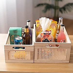 Desktop storage basket, sundry office drawer storage box, wood frame storage basket. (Rectangle-B-Set2)