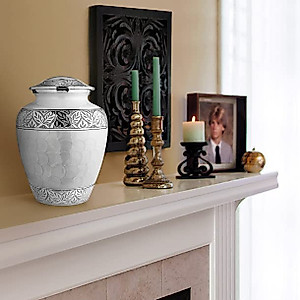 Trupoint Memorials Cremation Urns for Human Ashes - Decorative Urns, Urns for Human Ashes Female & Male, Urns for Ashes Adult Female, Funeral Urns - White, Large