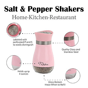 Round Silicone Spoon Rest & 4oz Glass Salt and Pepper Shaker Set (Pink)