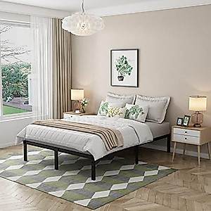 Joeffany 14" H King Bed Frame with Storage, 3500 lbs Heavy Duty Black Metal Platform Bed, No Box Spring Needed Mattress Foundation, Quick Assembly, No Box Spring Needed Black