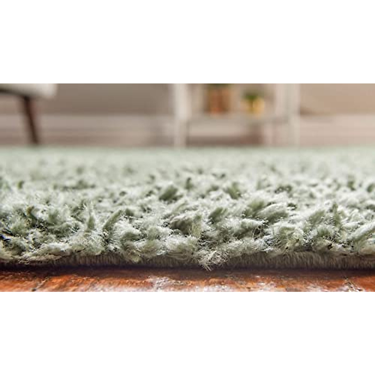 Unique Loom Davos Shag Collection Modern Luxuriously Soft & Cozy Shag Area Rug (4' 0 x 6' 0 Rectangular, Sage)