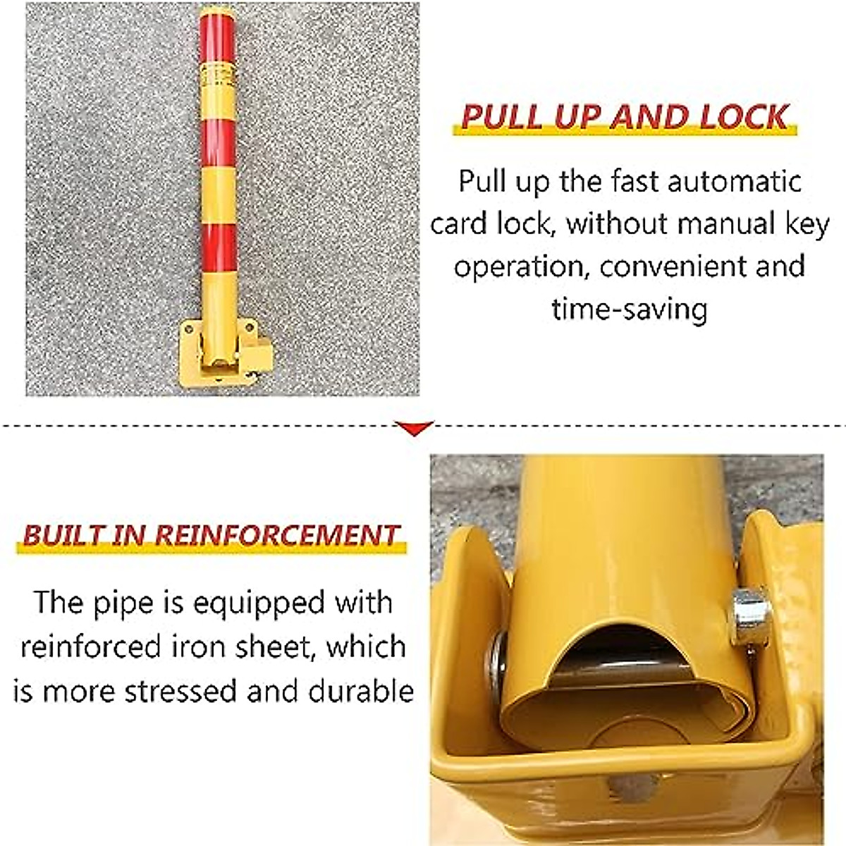 TzUfa Car Parking Space Lock Bollard, High Visibility Yellow and Red Lockable Fold Down Car Parking Barrier Post, Private Car Park Driveway Guard Saver Blocker with Locking Base (Color : Red)
