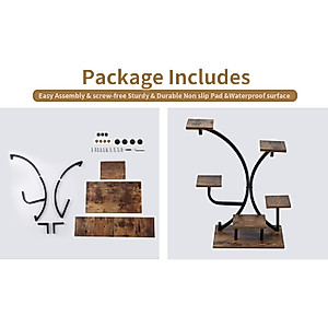 SSYH-WANG 5 Tier Plant Stand Indoor, Tiered Plant Stands Wood Metal For Outdoor Multiple, Flower Shelf Plants Holder Display Rack For Corner Patio Garden Balcony Bedroom Living Room, Brown