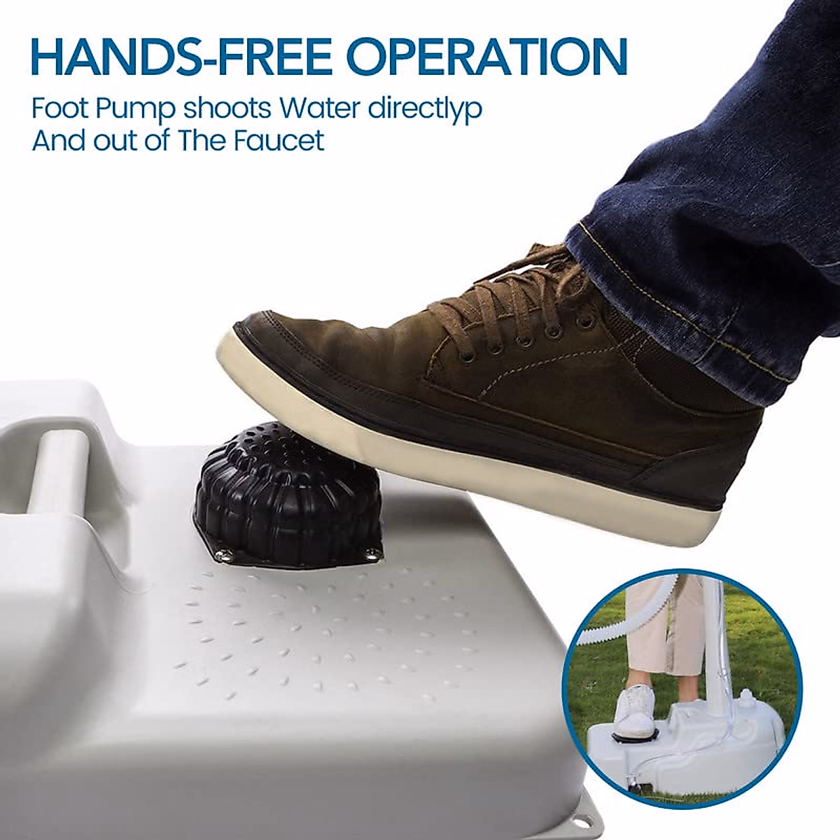 ZHIHUITONG Outdoor Garden Camping Hand Sink with Portable Toilet, Removable Hand Washing Basin Sanitary Ware for RV/Kitchen/Indoor (hand sink with tank)