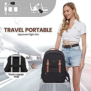 LOVEVOOK Laptop Backpack for Women College Casual Daypacks Stylish Travel Backpack Teacher Nurse Shoulder Purse Bag Fits up to 15.6Inch Laptop (Black-Brown)