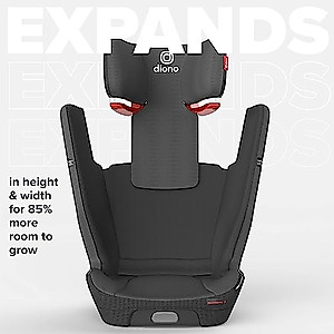 Diono Monterey 5iST FixSafe High Back Booster Car Seat with Expandable Height and Width, Compact Fold to Full Size Booster, Foldable, Portable Booster for Go-Anywhere Travel, Gray Slate