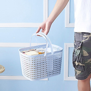 Bagmrteho Portable Shower Caddy Basket,Portable Shower Caddy Tote Plastic Storage Basket with Handle Box Organizer Bin for Bathroom,Pantry,Kitchen,College Dorm,Closet,Garage