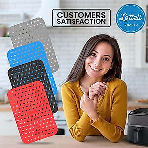 Reusable Air Fryer Liners 4 Pack for Dual Basket Fryers - Rectangle Silicone Airfryer Liners - 5.25 x 8” for Basket - Easy to Clean Air Fryer Accessories - Non-Stick Parchment Paper Replacement