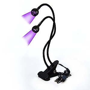 EUGOBRTEN 3W 395NM USB LED Black Light with Clamp, Flexible 360 Degree Gooseneck, Portable Adjustable Purple Lamp for Fluorescent Pattern, Background Light