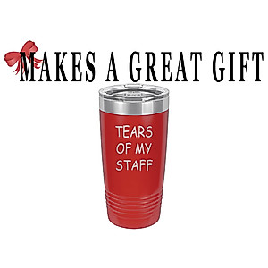 Rogue River Tactical Funny Tears of My Staff Travel Tumbler Mug Cup w/Lid Vacuum Insulated Hot or Cold Boss Gift (Red)