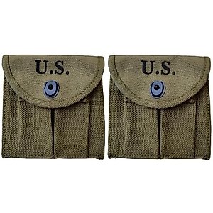 (Pack of 2) U.S WWII M1 Carbine Buttstock Ammo Ammunition Cartridge Magazine Pouch WW2