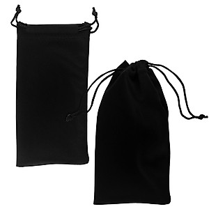 Super Z Outlet Black Microfiber Sunglasses Glasses & Cell Phone Gadgets Accessories Sleeve Bag Pouch with Drawstring Closure for Cleaning, Protection, & Storage (12 Pack)