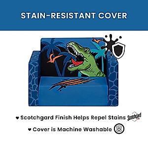 Delta Children Dinosaur Cozee Flip-Out Chair For Relaxing- 2-in-1 Convertible Lightweight,Portable Chair to Lounger for Toddlers & Kids