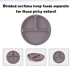 Little Buddies 100% Silicone Suction Dishware Plates for Toddlers and Babies | Dishwasher and Microwave Safe | 3 Pack | Blue, Gray, Green