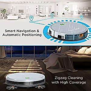 Smart Gyroscope Robot Vacuum Cleaner - Multiroom Navigation Mobile App Control and Alexa Compatible - Auto Charge Dock, 3 Step Air Filter - Cleans Hardwood and Carpet Floor - Pure Clean PUCRC660