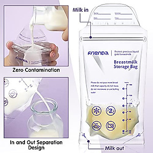 360 Count Breastmilk Storage Bags 6 OZ No Leak Zipper Seal Breast Milk Bags Disposable Double Opening Self Standing Pouches Freezer Milk Storage for Breastfeeding