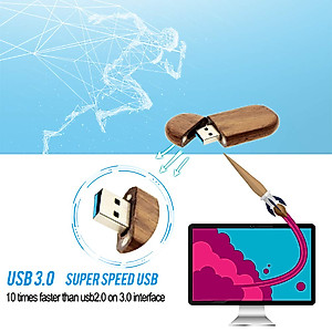 64GB USB3.0 Oval Wood Flash Drive Box, FEWINA Wooden USB Drive 64G USB 3.0 Super-Speed Thumb Drive Jump Drive Ideal Gift for Birthday/Anniversary/Wedding/Photographer(Walnut)