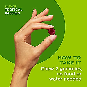 OLLY Daily Energy Gummy, Caffeine Free, Vitamin B12, CoQ10, Goji Berry, Adult Chewable Supplement, Tropical Flavor - 60 Count