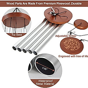 Epartswide Large Wind Chimes Outside Deep Tone,44" Memorial Wind Chimes Outdoor with 4 Heavy Tubes Soothing Melody Wind Chimes Large Sympathy Gift for Mom Patio Hanging Decor(Black)