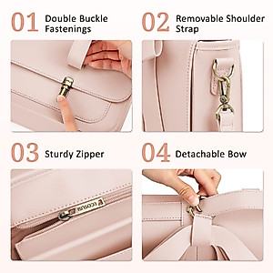 ECOSUSI Briefcase for Women Messenger Backpack PU Leather 14 inch Laptop Bag Satchel Computer Bag for College Business Travel