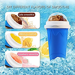 NUFR Slushie Maker Cup, Magic Quick Frozen Smoothies Cup Cooling Cup Double Layer Squeeze Cup Slushy Maker Cup, Homemade Milk Shake Ice Cream Maker DIY it for Children and Family