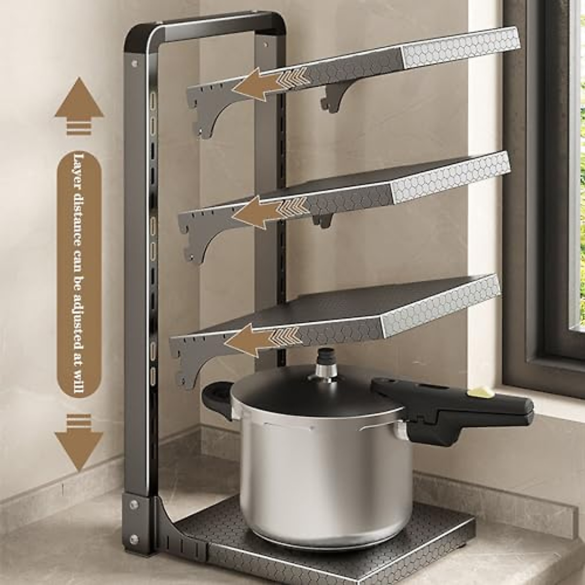 SLDMJFSZ Under Sink Organizer, 5 Tier Double-Sided Storage Thickness Cabinet Basket Storage Rack,Spice Rack for Bathroom Kitchen,Gun Gray,5 Tier