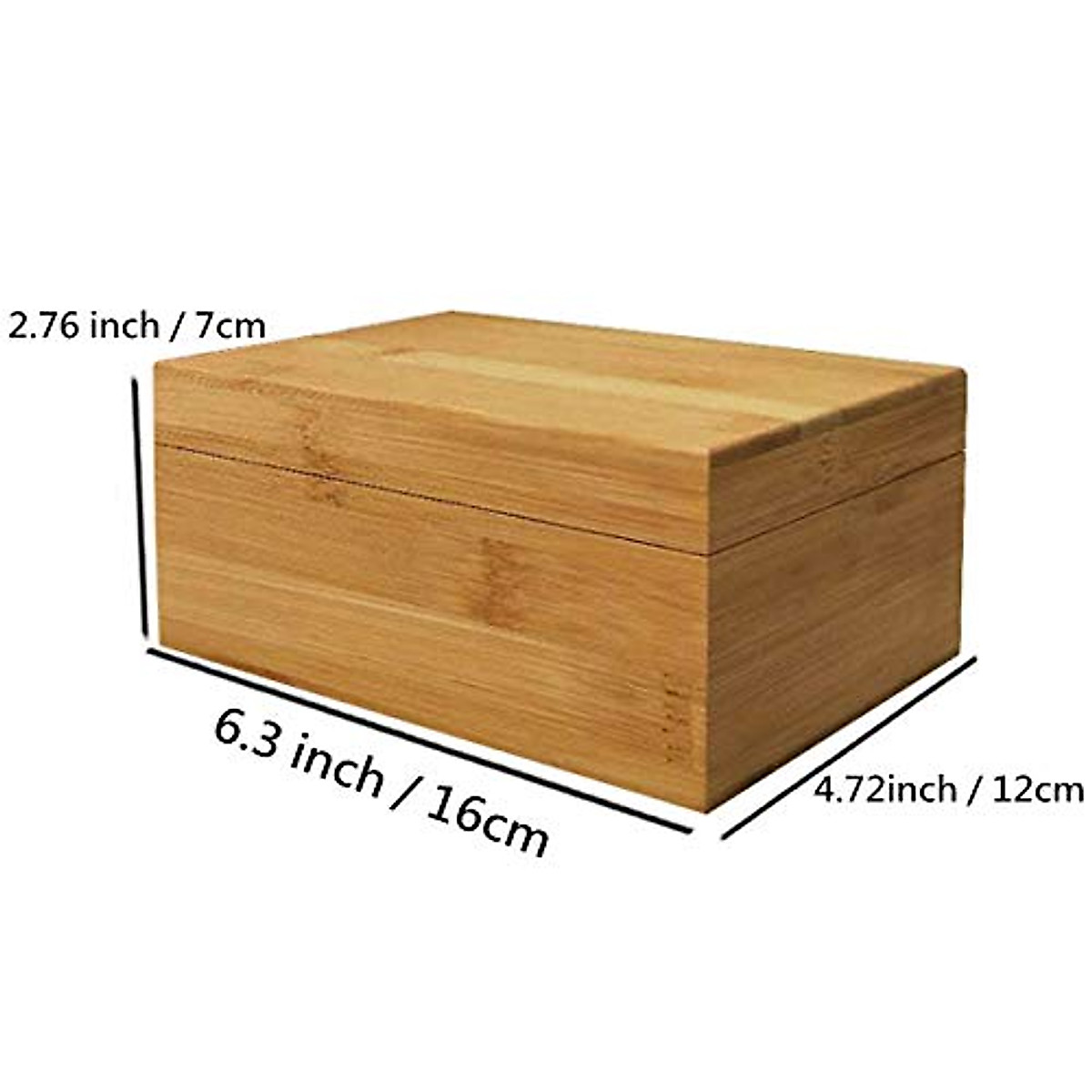 Bamboo wood storage box with cover, wooden storage box combination, storage box, bamboo, natural, unpainted,wooden box wooden packaging, gift box,storage tea box (6.3X4.72X2.76 inch)