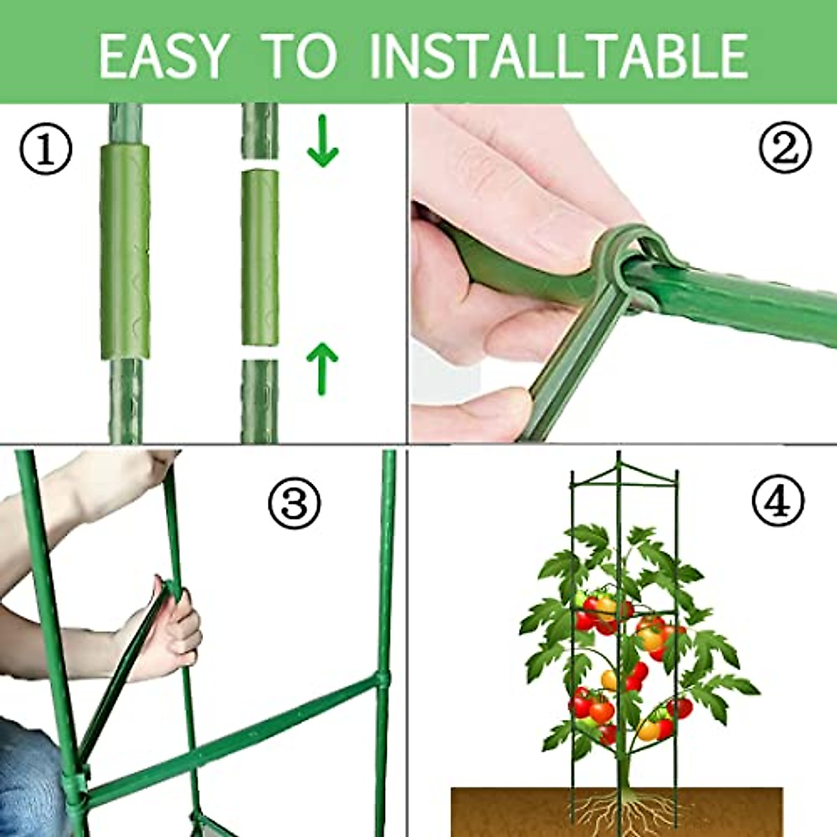 3 Packs Tomato Cages,Plant Cages Up to 48inch Garden Tomato Stakes,Multi-Functional Garden Trellis Assembled Garden Stakes Climbing Plant Support for Climbing Plants,Vegetables, Flowers,Fruits,Vine