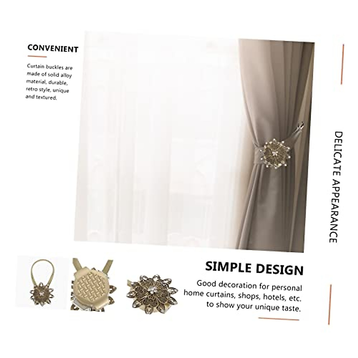 DOITOOL Curtain Tie Window Drapery Holdback Flower Drapery Tiebacks Outdoor Curtain Bedroom Curtain Buckle Curtain Holdbacks Curtain Rope Tie Backs Flower Decor Clip Alloy Magnetic