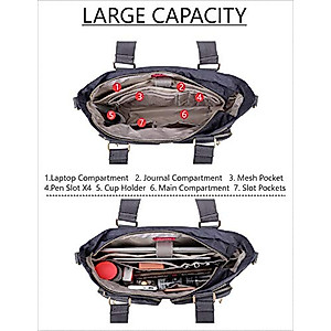 La Packmore Water Repellent Nylon Shoulder Bag Handbag Laptop Bag Teacher Nurse Tote Briefcase Clinical Bag (14-Inch, Charcoal)