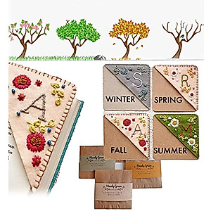 2PCS Personalized Hand Embroidered Corner Bookmark, Felt Triangle Bookmark, Cute Felt Triangle Bookmark, Cute Flower Letter Embroidery Bookmarks for Book Lovers Kids Teachers（A+S）